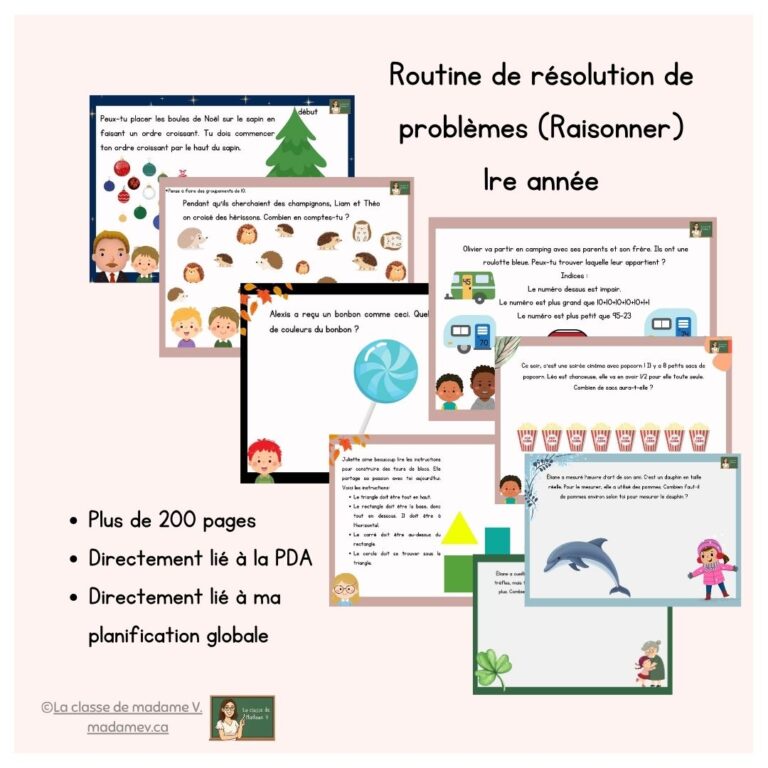 Routine de résolutions de problème – 1re année – La classe de Madame V