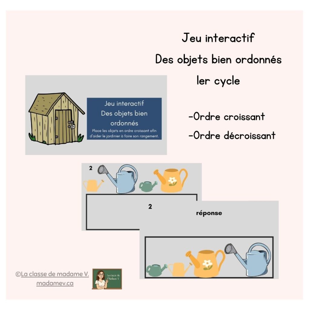 Des objets bien ordonnés (ordre croissant) – La classe de Madame V